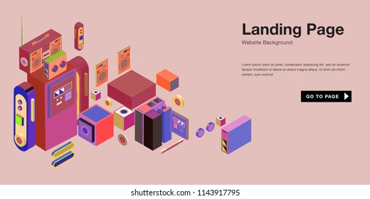 Colorful Isometric 3d Website Background Template Stock Vector (Royalty ...