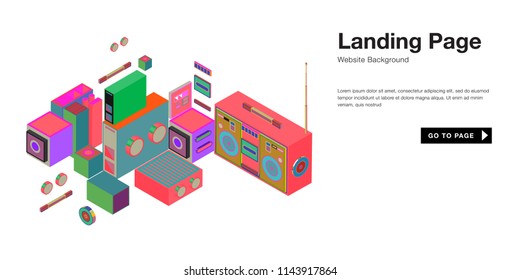Colorful Isometric 3d Website Background Template Stock Vector (Royalty ...