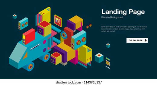 Colorful Isometric 3d Website Background Template Stock Vector (Royalty ...