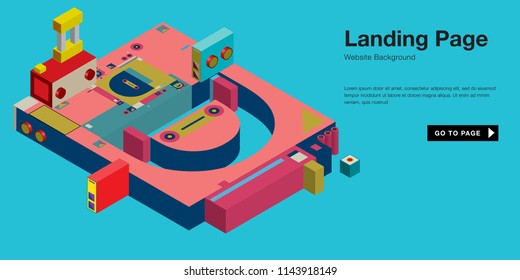 Colorful Isometric 3d Website Background Template Stock Vector (Royalty ...