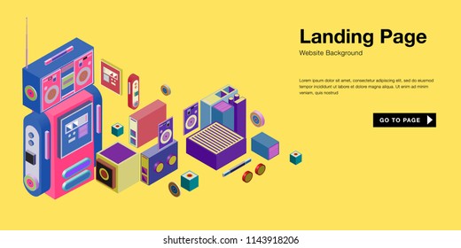 Colorful Isometric 3d Website Background Template Stock Vector (Royalty ...