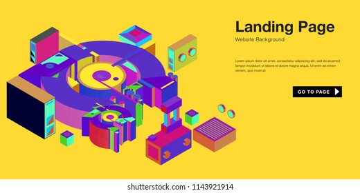 Colorful Isometric 3d Website Background Template Stock Vector (Royalty ...