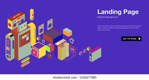 Colorful Isometric 3d Website Background Template Stock Vector (Royalty ...
