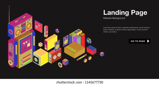 Colorful Isometric 3d Website Background Template Stock Vector (Royalty ...