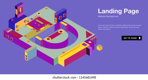 Colorful Isometric 3d Website Background Template Stock Vector (Royalty ...