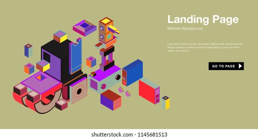 Colorful Isometric 3d Website Background Template Stock Vector (Royalty ...