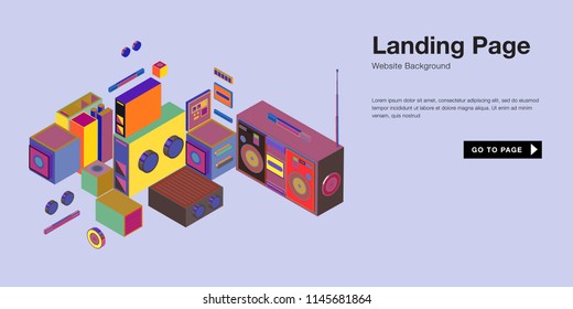 Colorful Isometric 3d Website Background Template Stock Vector (Royalty ...