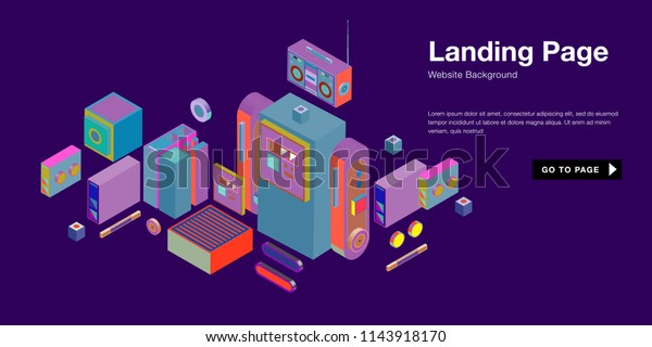 Colorful Isometric 3d Website Background Template Stock Vector (Royalty ...