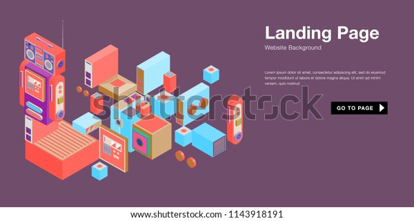 Colorful Isometric 3d Website Background Template Stock Vector (Royalty ...