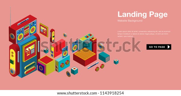 Colorful Isometric 3d Website Background Template Stock Vector (Royalty ...