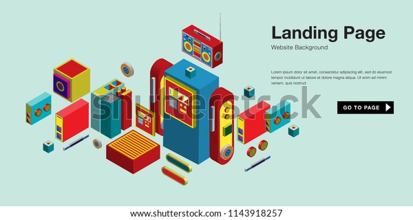 Colorful Isometric 3d Website Background Template Stock Vector (Royalty ...
