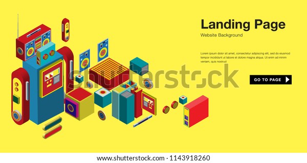 Colorful Isometric 3d Website Background Template Stock Vector (Royalty ...