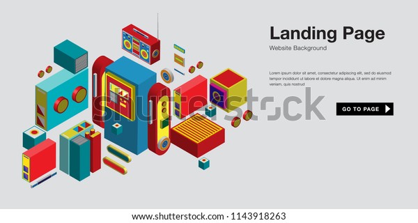 Colorful Isometric 3d Website Background Template Stock Vector (Royalty ...