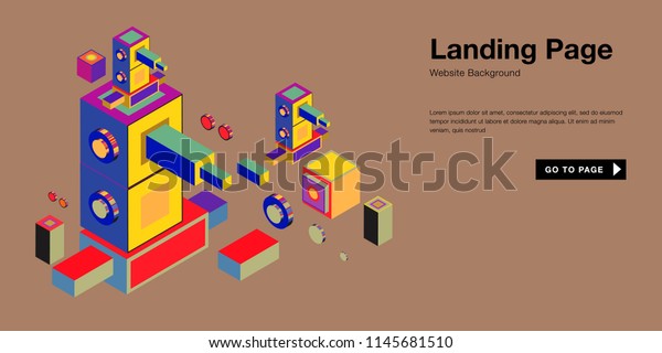 Colorful Isometric 3d Website Background Template Stock Vector (Royalty ...