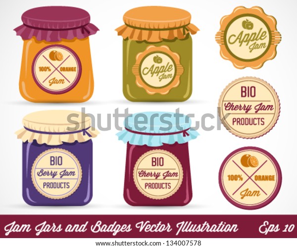 「Colorful Jam Jars Labels Vector Illustration」のベクター画像素材（ロイヤリティフリー ...