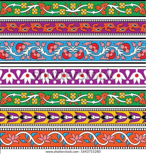 Colorful Kalamkari Vector Border Design Stock Vector (Royalty Free ...