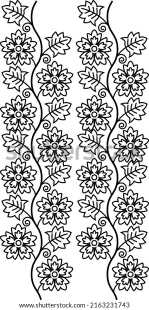 Colorful Kalamkari Vector Border Design Indian 库存矢量图（免版税）2163231743 ...
