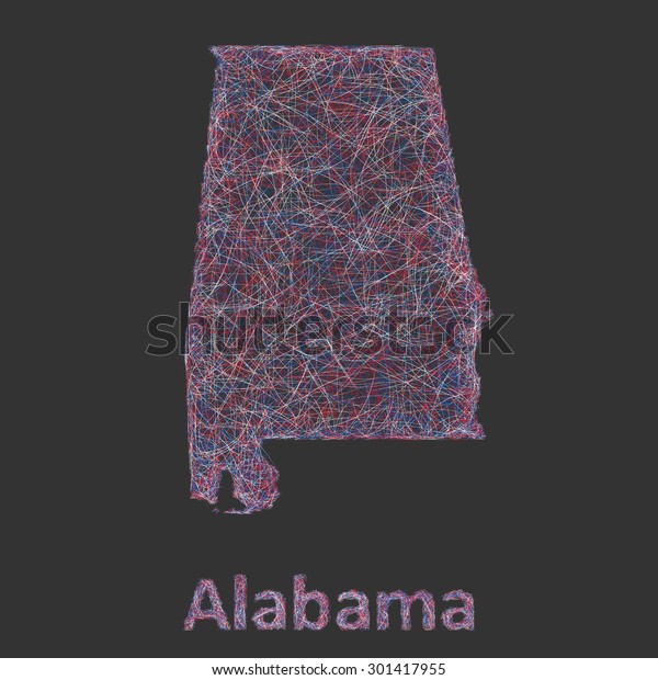 Colorful Line Art Design Map Alabama Stock Vector (Royalty Free ...