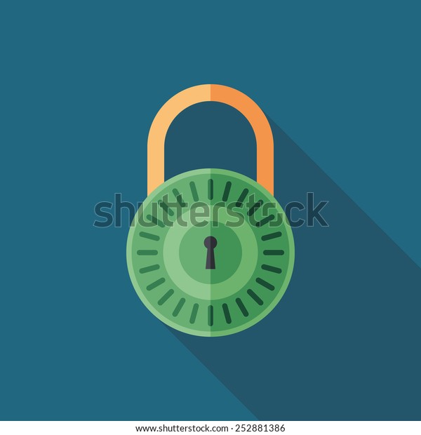 Colorful Lock Flat Square Icon Long Stock Vector (Royalty Free) 252881386