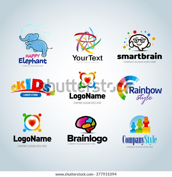 Colorful Logo Setlogo Collectionidea Logokids Logo Stock Vector ...