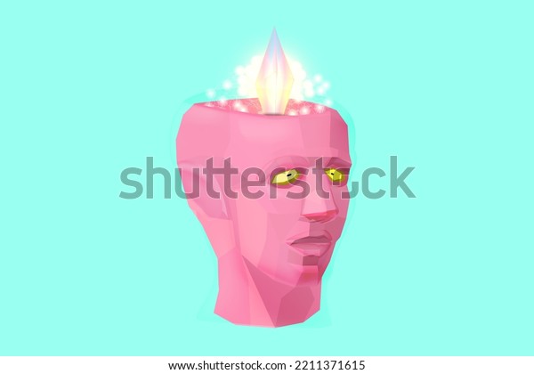 Colorful Low Poly Diamond Brain On Stock Vector (Royalty Free ...