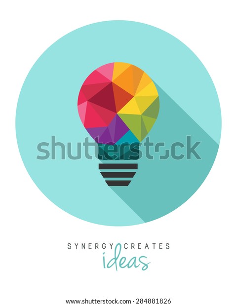 Colorful Low Poly Lightbulb Synergy Teamwork Stock Vector (Royalty Free ...