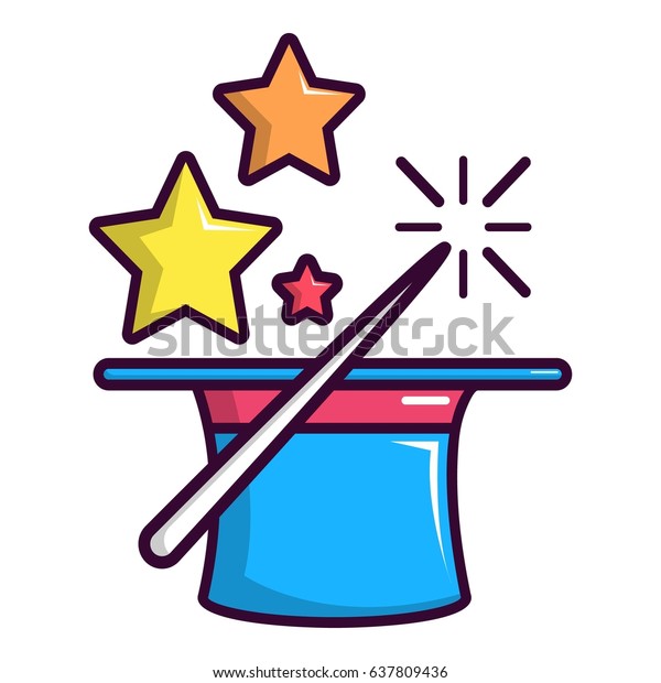 Colorful Magic Hat Wand Icon Cartoon Stock Vector (Royalty Free) 637809436