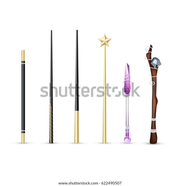 Colorful Magic Wands Different Size Design Stock Vector (Royalty Free ...