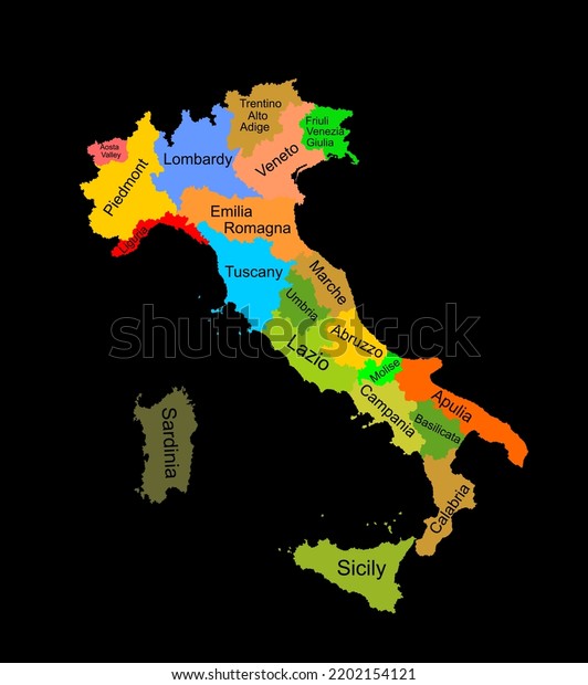 Colorful Map Italy Vector Silhouette Illustration Stock Vector (Royalty ...