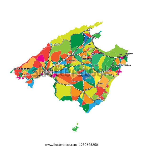 Colorful Map Majorca Vector Illustration Template Stock Vector (Royalty ...