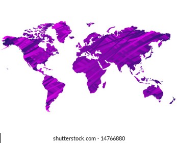 World Map Purple Watercolor Sketch Painting Stock Illustration ...