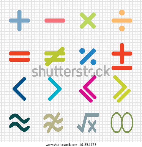 Colorful Math Icons Design Set: vetor stock (livre de direitos ...
