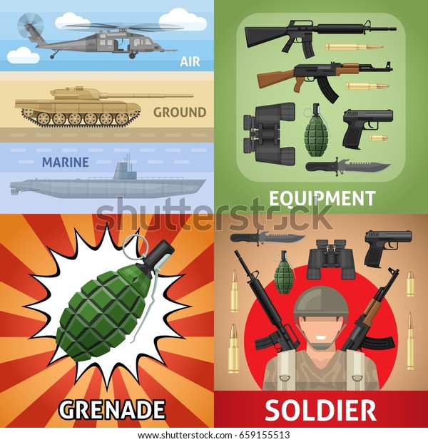 Colorful Military Square Concept Stock Vector (Royalty Free) 659155513 ...