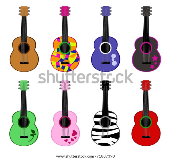 Colorful Mini Guitars Vector Stock Vector (Royalty Free) 71887390