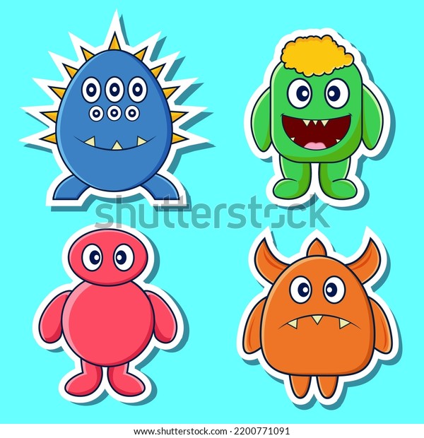 Colorful Monster Flat Design Vector Stock Vector (Royalty Free ...