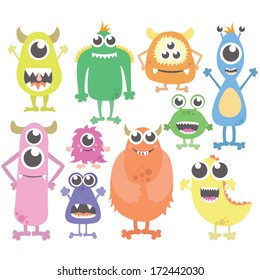 Colorful Monsters Vector Set: vector de stock (libre de regalías ...