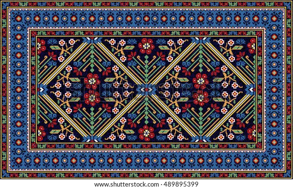 Colorful Mosaic Rug Geometric Pattern Floral Stock Vector (Royalty Free ...