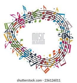 Colorful Music Background Clef Notes Copy Stock Vector (Royalty Free ...