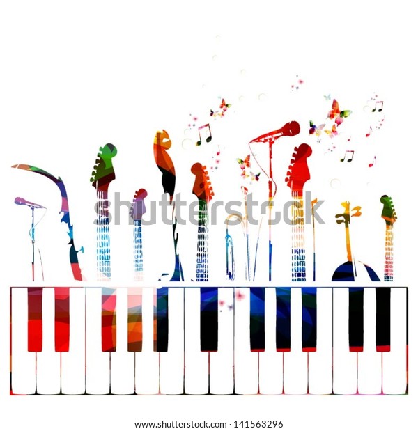 Colorful Music Instruments Background Stock Vector (Royalty Free) 141563296