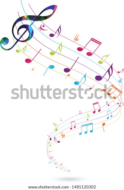 Colorful Music Notes Background Isolated On Stock Vector (Royalty Free ...