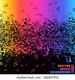 Colorful Music Notes On Black Background Stock Vector (Royalty Free ...