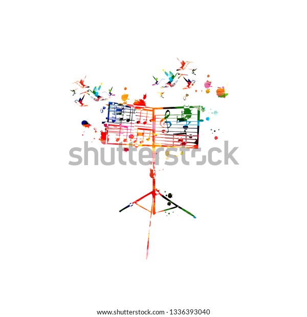 Colorful Music Stand Music Notes Isolated Stock Vector (Royalty Free ...