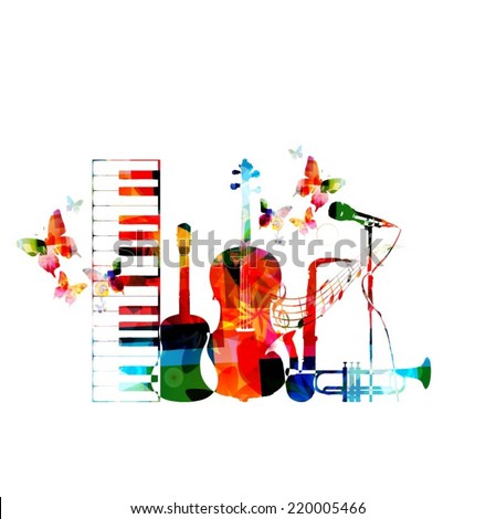 Colorful Musical Instruments Background Stock Vector (Royalty Free ...