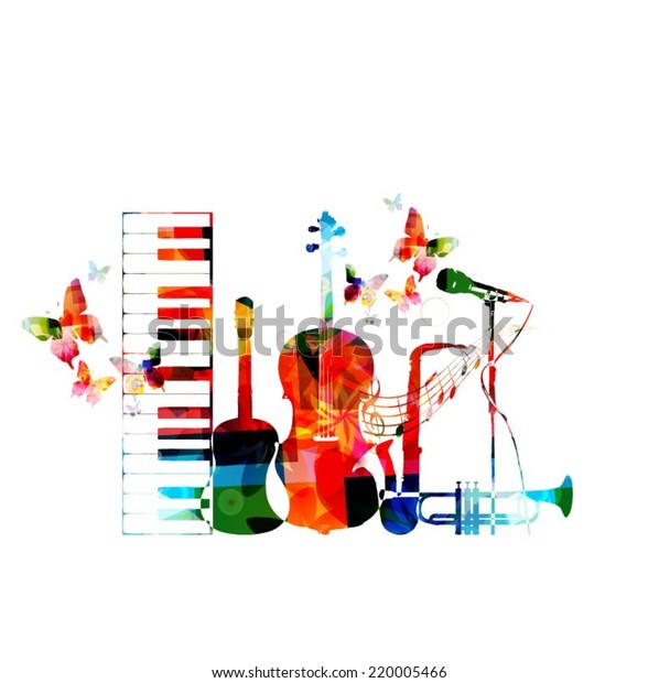 Colorful Musical Instruments Background Stock Vector (Royalty Free ...
