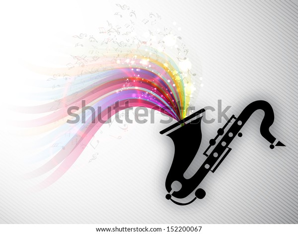 Colorful Musical Notes Coming Out Saxophone Stock Vector (Royalty Free ...