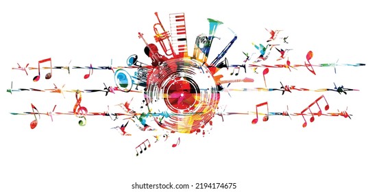 Colorful Musical Poster Musical Instruments Notes Stock Vector (Royalty ... Colorful Musical Poster Musical Instruments Notes Stock Vector (Royalty ...