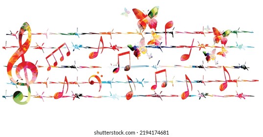 Colorful Musical Poster Musical Notes Attached Stock Vector (Royalty ...