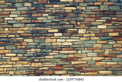 Colorful Nature Stone Brick Wall Texture Stock Vector (Royalty Free ...