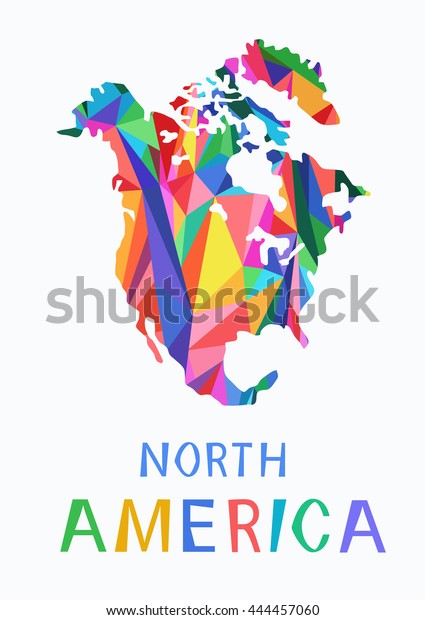 Colorful North America Map Trianglescreative Concepttravelpolygonal ...