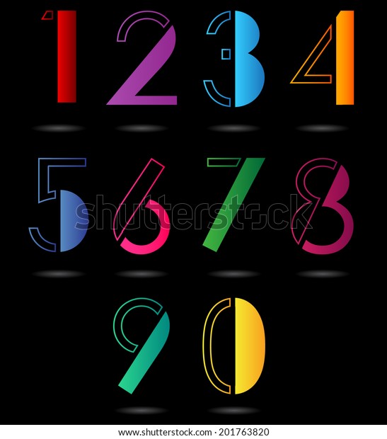 Colorful Numbers Set Stock Vector (Royalty Free) 201763820 | Shutterstock